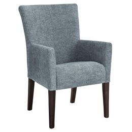 Esszimmerstuhl Home Affaire "King", blau (blau, buche wenge), B:60cm H:92cm T:65cm, 100% Polyester, Stühle, Polsterstuhl, Armlehnstuhl, Gestell Massivholz