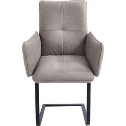 K+w Komfort & Wohnen Freischwinger K+W KOMFORT & WOHNEN, grau (hellgrau, schwarz), B:61cm H:95cm T:60cm, Stühle, Freischwinger, Gestell in Metall schwarz, Steppung im Sitz und Rücken
