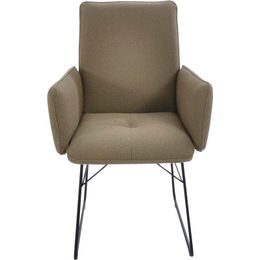 K+w Komfort & Wohnen Armlehnstuhl K+W KOMFORT & WOHNEN, beige (sand, schwarz), B:61cm H:91cm T:62cm, Stühle, Drahtkufengestell in Metall schwarz, Griff am Rücken, Steppung im Sitz