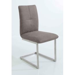 K+w Komfort & Wohnen Freischwinger K+W KOMFORT & WOHNEN "6511", grau (hellgrau, edelstahloptik), B:46cm H:90cm T:62cm, Stühle, Freischwinger mit Hochkantrohr und praktischem Metallgriff am Rücken