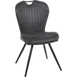 Esszimmerstuhl Duo Collection "Zoe Esszimmerstuhl, 4er-Set", grau (anthrazit, schwarz), B:51cm H:93cm T:61cm, Polyester, Stühle, robuster Stoff- oder Mikrofaserbezug, mit Griff