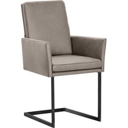 K+w Komfort & Wohnen Armlehnstuhl K+W KOMFORT & WOHNEN, grau (stahl 85, schwarz), B:55cm H:96cm T:64cm, Stühle, stabiles Hochkantrohr, Untergestell in Edelstahloptik oder schwarz