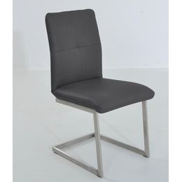 K+w Komfort & Wohnen Freischwinger K+W KOMFORT & WOHNEN "6511", grau (asphalt, edelstahloptik), B:46cm H:90cm T:62cm, Stühle, Freischwinger mit Hochkantrohr und praktischem Metallgriff am Rücken