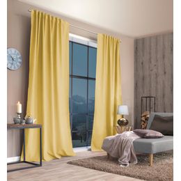 Vorhang HOME BASICS "ESKIMO" Gr. 1, gelb, B:135cm H:145cm, Polyester, Gardinen, Thermostoff Uni ESKIMO