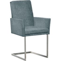 K+w Komfort & Wohnen Armlehnstuhl K+W KOMFORT & WOHNEN, blau (lightblau 52, edelstahloptik), B:55cm H:96cm T:64cm, Stühle, stabiles Hochkantrohr, Untergestell in Edelstahloptik oder schwarz