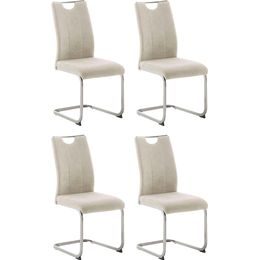 Freischwinger MCA furniture "MCA TERESINA Schwingstuhl mit Griffloch", braun (cappuccino, silber), B:44cm H:96cm T:58cm, Polyester, Stühle, (4er-Set), Schwingstühle mit Griffloch, Komfortsitzhöhe von ca. 48 cm