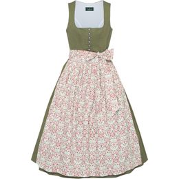 Luis Steindl Dirndl Hirsch-Blumen-Muster Oliv/Rot (Gr&ouml;&szlig;e: 44)