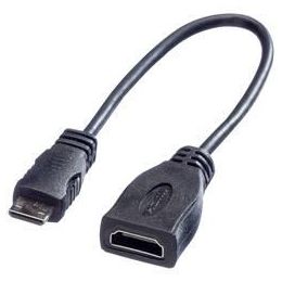 ROLINE HDMI High Speed Kabel mit Ethernet, HDMI BU - Mini HDMI ST, 0,15 m