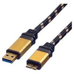 ROLINE GOLD USB 3.2 Gen 1 Kabel, USB A - Micro B, ST/ST, 0,8 m