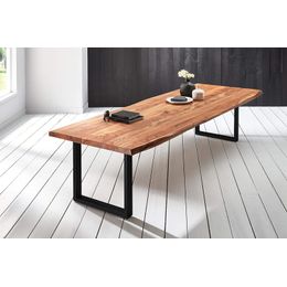 Baumkantentisch Esstisch Akazie Natur 260 x 120 cm schwarz Valin
