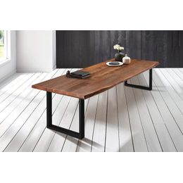 Baumkantentisch Esstisch Akazie Nussbaum 240 x 120 cm schwarz Valin