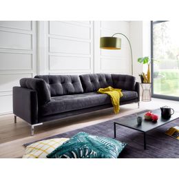 3-Sitzer TRENDS BY HG "Landau", grau, B:228cm H:75cm T:92cm, Sofas, in Cord-Stoff mit Metallfu&szlig;