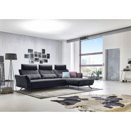 Ecksofa DIE PLANBAR "MP-IN20041 L-Form", grau (anthrazit), B:285cm H:84cm T:178cm, 100% Polyester, Sofas, Ecksofa, optional Sitztiefenverstellung und Kopfst&uuml;tzen