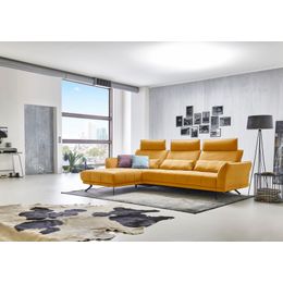 Ecksofa DIE PLANBAR "MP-IN20041 L-Form", gelb (curry), B:285cm H:84cm T:178cm, 100% Polyester, Sofas, Ecksofa, optional Sitztiefenverstellung und Kopfst&uuml;tzen