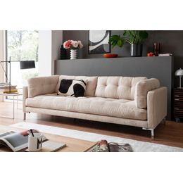 3-Sitzer TRENDS BY HG "Landau", beige (cream), B:228cm H:75cm T:92cm, Baumwoll - Polyester Mix, Sofas, in Cord-Stoff mit Metallfu&szlig;