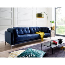 3-Sitzer TRENDS BY HG "Landau", blau, B:228cm H:75cm T:92cm, Sofas, in Cord-Stoff mit Metallfu&szlig;