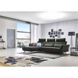 Ecksofa DIE PLANBAR "MP-IN20041 L-Form", gr&uuml;n (olive), B:285cm H:84cm T:178cm, 100% Polyester, Sofas, Ecksofa, optional Sitztiefenverstellung und Kopfst&uuml;tzen
