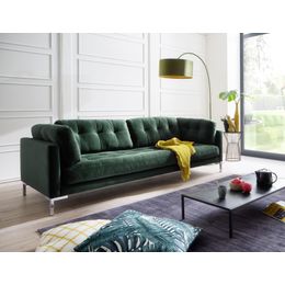 3-Sitzer TRENDS BY HG "Landau", gr&uuml;n, B:228cm H:75cm T:92cm, Sofas, in Cord-Stoff mit Metallfu&szlig;