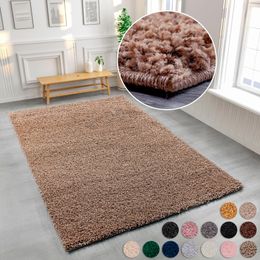 Hochflor-Teppich my home "Viva" Gr. 7, braun (braunmelange), B:240cm H:45mm L:320cm, Kunstfaser, Teppiche, Uni Farben, einfarbig, besonders weich und kuschelig, Kundenliebling