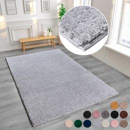 Hochflor-Teppich my home "Viva" Gr. 7, grau (hellgrau), B:240cm H:45mm L:320cm, Kunstfaser, Teppiche, Uni Farben, einfarbig, besonders weich und kuschelig, Kundenliebling