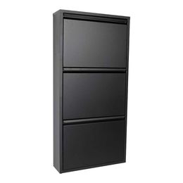 Pharao24.de 3 Klappen Schuhschrank in Schwarz Stahl