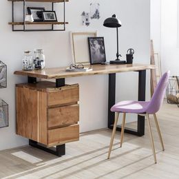 Pharao24.de Design Schreibtisch mit Baumkante Akazie Massivholz