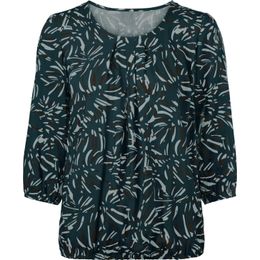 CR&Eacute;ATION L Damen Druckbluse in Schlupfform petrol-graphit-bedruckt Gr&ouml;&szlig;e 40
