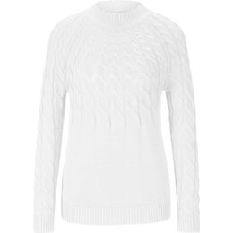 Heine Damen Stehkragenpullover mit Zopfmuster ecru, Größe 38