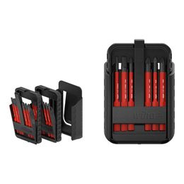 wiha Bit Set slimBit electric Schlitz, PH, PZ, PlusMinus/PZ, TORX® 12-tlg.I inkl. slimBit-Boxen, Gürtelhalter I kompakt, mobil I VDE geprüft (43162))