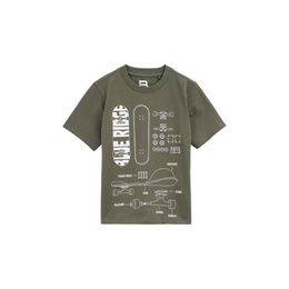 WE Fashion T-Shirt Jungen Gr&ouml;&szlig;e 122/128 oliv / wei&szlig;