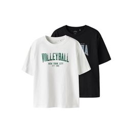 name it T-Shirt 'NKMVALIX' Jungen Gr&ouml;&szlig;e 134/140 opal / tanne / schwarz / wei&szlig;