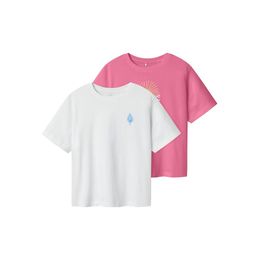 name it T-Shirt 'NKFJASSA' Mädchen Größe 122/128 hellblau / gelb / pink / weiß