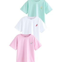 next T-Shirt Mädchen Größe 168 türkis / pflaume / rot / weiß
