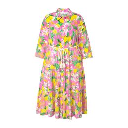 MIAMODA Kleid Damen Größe 54 gelb / grün / pink Winterkleid