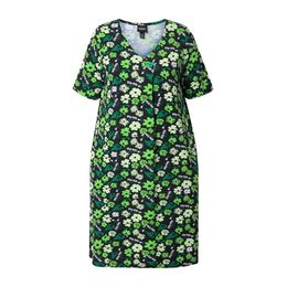 Ulla Popken Kleid Damen Größe 62/64 smaragd / grasgrün / schwarz / weiß Winterkleid