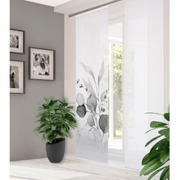Schiebegardine HOME IN GREEN "ABANIO" Gr. 1, grau, B:60cm H:245cm, Polyester, Gardinen, DIGITALBEDRUCKT, BAMBUSOPTIK RECYCELT