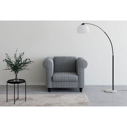 Chesterfield-Sessel DOREL HOME "Felix II in Breit-Cord", grau, B:111cm H:83cm T:87cm, Sessel, mit Rückenlehne 3-fach verstellbar, Beine Massivholz, Sitzhöhe 46 cm