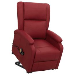 Massagesessel mit Aufstehhilfe Weinrot Kunstleder