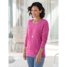 WITT Damen Rundhalsshirt mit Jacquard-Struktur, erika, Größe 36