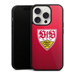 DeinDesign iPhone 15 Pro Handy Gallery Case Handyh&uuml;lle 9H Geh&auml;rtetes Glas R&uuml;ckseite H&uuml;lle Logo Official Licensed Product Vfb Stuttgart Gallery Case