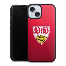 DeinDesign iPhone 15 Handy Gallery Case Handyh&uuml;lle 9H Geh&auml;rtetes Glas R&uuml;ckseite H&uuml;lle Logo Official Licensed Product Vfb Stuttgart Gallery Case