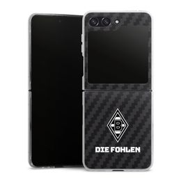 DeinDesign Galaxy Z Flip 5 Handy Hard Case Schutzh&uuml;lle transparent Smartphone Handy H&uuml;lle Carbon Borussia M&ouml;nchengladbach Gladbach Hard Case