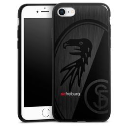 DeinDesign iPhone SE (2022) Handy Slim Case extra d&uuml;nn Silikon Handyh&uuml;lle schwarz H&uuml;lle Metallic Look Sc Freiburg Official Licensed Product Silikon Slim Case