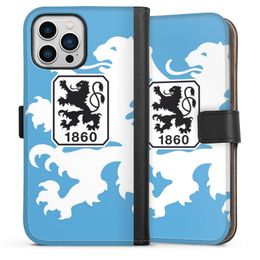 DeinDesign iPhone 13 Pro Max Handy Klapph&uuml;lle Handyh&uuml;lle aus Kunst Leder schwarz Flip Case Coat Of Arms Tsv 1860 M&uuml;nchen Official Licensed Product Sideflip mit 