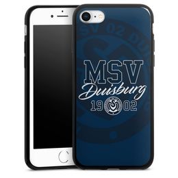 DeinDesign iPhone SE (2022) Handy Slim Case extra d&uuml;nn Silikon Handyh&uuml;lle schwarz H&uuml;lle Msv Duisburg Merchandise Soccer Silikon Slim Case