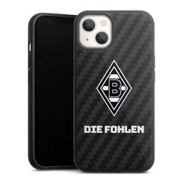 DeinDesign iPhone 13 Handy Gallery Case Handyh&uuml;lle 9H Geh&auml;rtetes Glas R&uuml;ckseite H&uuml;lle Borussia M&ouml;nchengladbach Carbon Gladbach Gallery Case