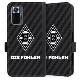DeinDesign Xiaomi Redmi Note 10 Pro Handy Klapph&uuml;lle Handyh&uuml;lle aus Kunst Leder schwarz Flip Case Borussia M&ouml;nchengladbach Carbon Gladbach Sideflip mit langer 