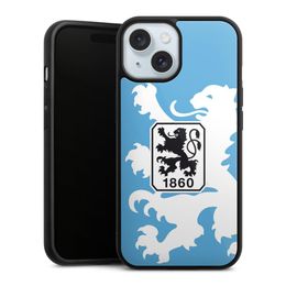 DeinDesign iPhone 15 Handy Gallery Case Handyh&uuml;lle 9H Geh&auml;rtetes Glas R&uuml;ckseite H&uuml;lle Coat Of Arms Tsv 1860 M&uuml;nchen Official Licensed Product Gallery Case