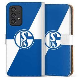 DeinDesign Galaxy A33 5G Handy Klapph&uuml;lle Handyh&uuml;lle aus Kunst Leder wei&szlig; Flip Case Bundesliga Official Licensed Product Fc Schalke 04 Sideflip mit Lasche