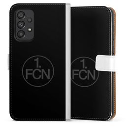DeinDesign Galaxy A33 5G Handy Klapph&uuml;lle Handyh&uuml;lle aus Kunst Leder wei&szlig; Flip Case 1. Fc N&uuml;rnberg Logo 1. Fcn Sideflip mit Lasche